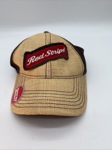 Red Stripe Beer Straw Cap Mesh Snap Back Hat Beer Cap Opener Front | eBay