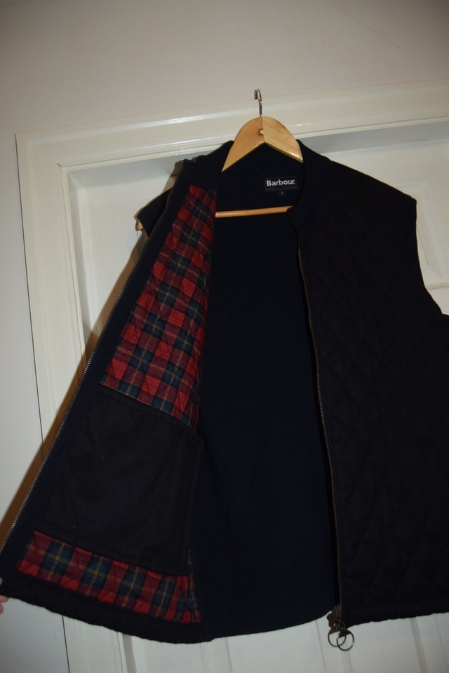 Barbour Quilted Padded Gilet Body Warmer Pockets Large Navy Blue FAB ...