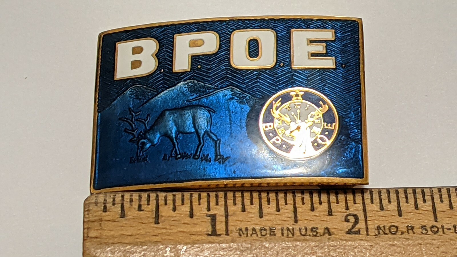 VINTAGE ELKS CLUB BPOE BELT BUCKLE - Gem