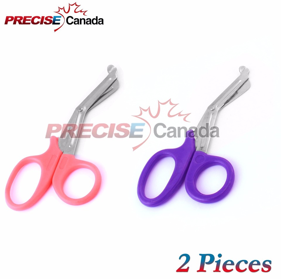 2 PCS ( PINK & PURPLE ) 7.25” UTILITY BANDAGE TRAUMA EMT SHEARS ...