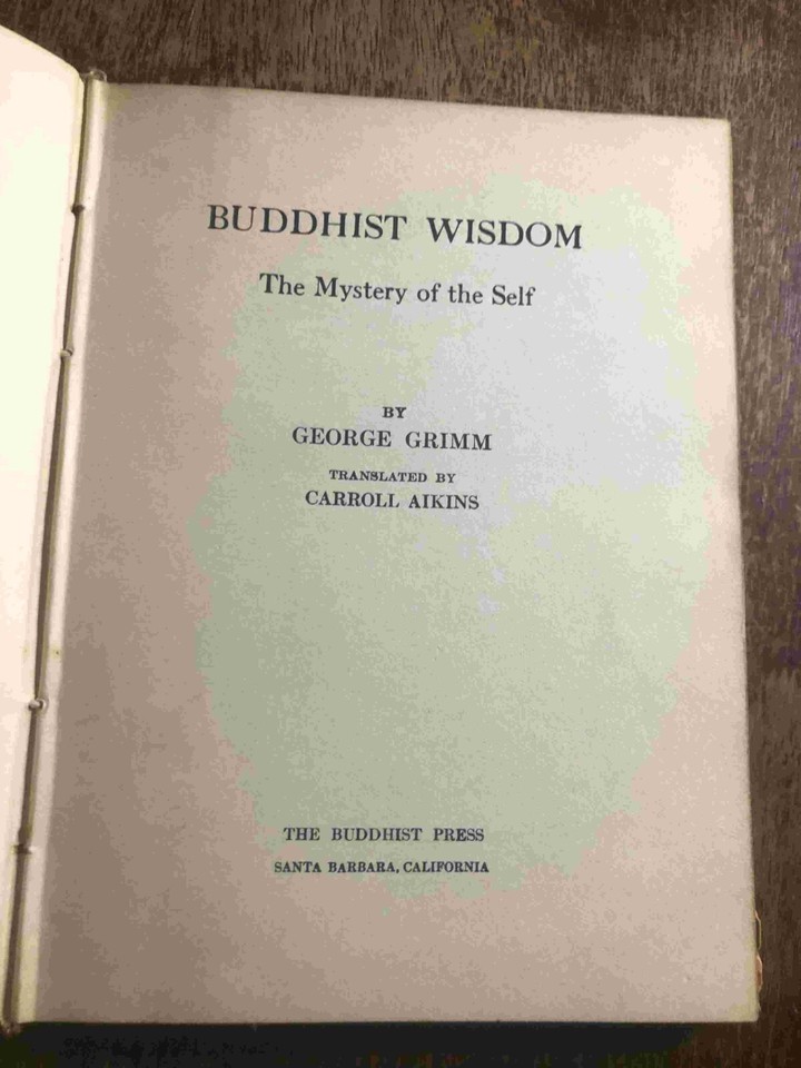 Buddhist Wisdom George Grimm 1930 Edition Hardcover The Buddhist Press 1st Ed HC | eBay