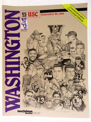 1990 U. Washington vs USC Centennial Edition History FOOTBALL program ...