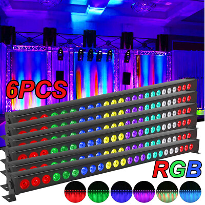 6Pack 24 LED RGB Wall Wash Light Bar DMX Stage DJ Disco Party Club ...