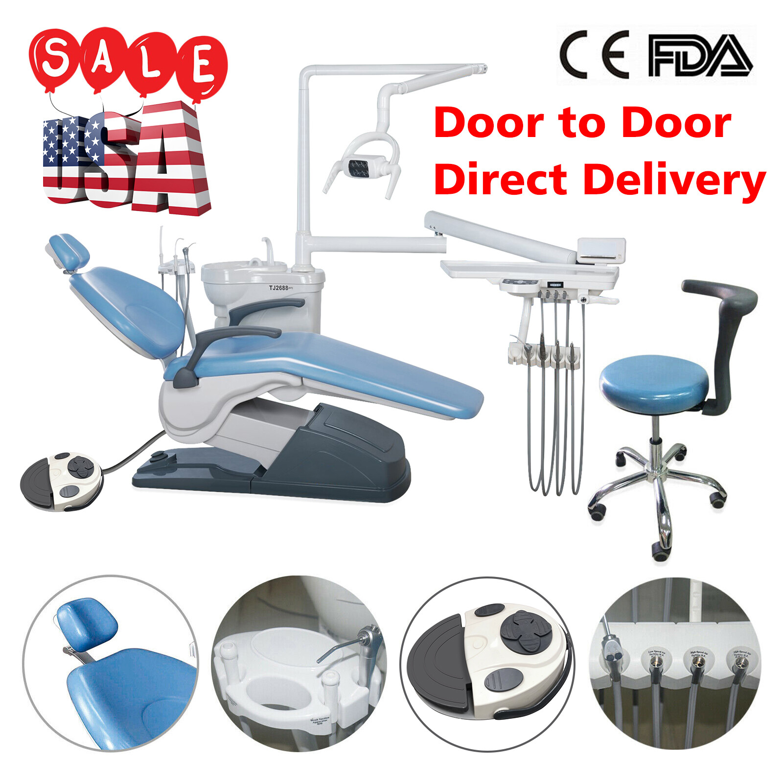 Dental Unit Chair PU Leather Computer Controlled DC Motor &Stool TJ2688 ...