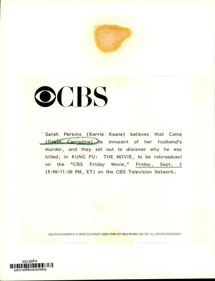 1988 Press Photo Actors Kerrie Keane, David Carradine in "Kung Fu: The ...