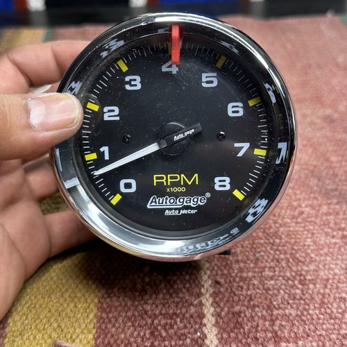 AUTOMETER AUTOGAGE BLACK 8000 RPM TACHOMETER + Pedestal 3 1/2" | eBay