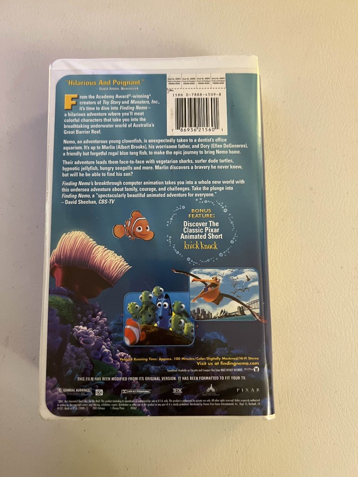 Walt Disney X Pixar Finding Nemo VHS Tape Movie Childrens Cartoon Movie Animated | eBay