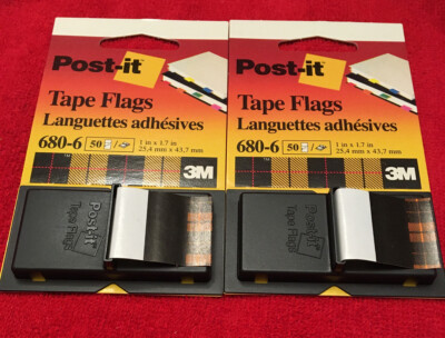 Tape flags,Post-it,3M,1inX1.7”,Two dispenser of 50 flags,100 Flags 680 ...