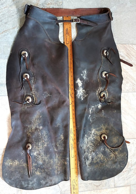 Vintage Leather Bat Wing Western Chaps - Custom Made | eBay