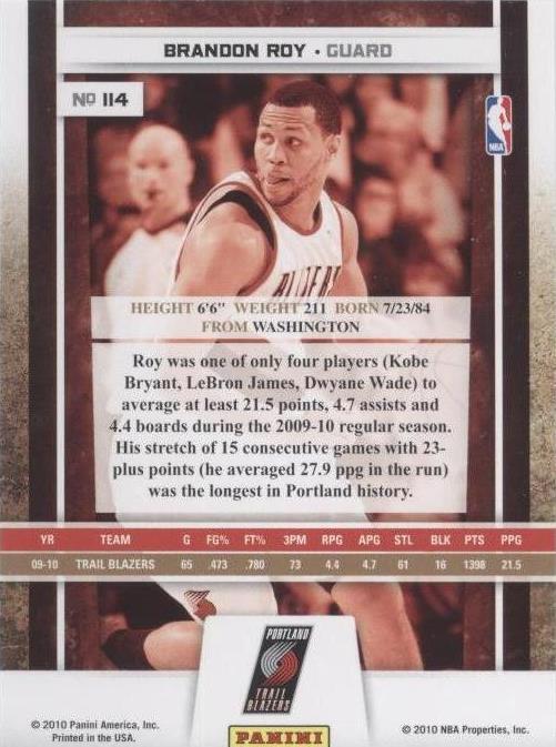 Las mejores ofertas en 2009-10 Panini Season Update - #114 Brandon Roy ...