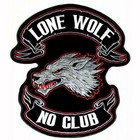 Lone Wolf No Club DELUXE BIKER PATCH Iron-On Embroidered Large Patch | eBay