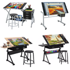 Drafting Table Station Glass Top Drawing Desk Craft Station Artist ...