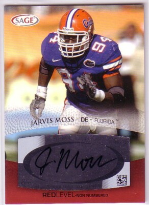 2007 SAGE Autographs Red #A37 Jarvis Moss Autograph Rookie Auto Card | eBay