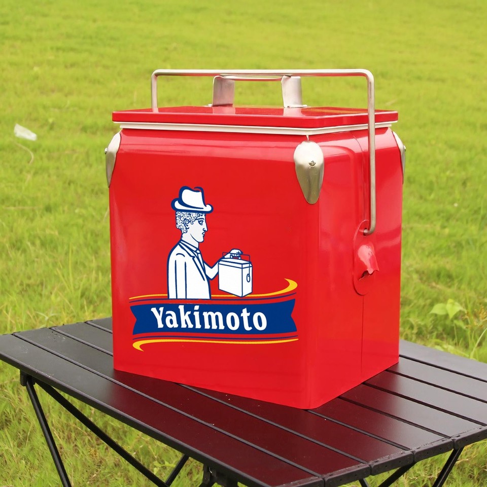 Yakimoto Vintage Metal Cooler, 14QT Portable Ice Chest for Camping ...