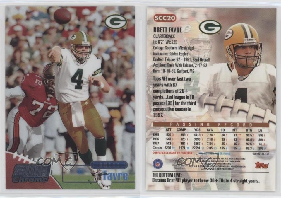 1998 Topps Stadium Club Chrome Brett Favre #SCC20 HOF 05ti | eBay