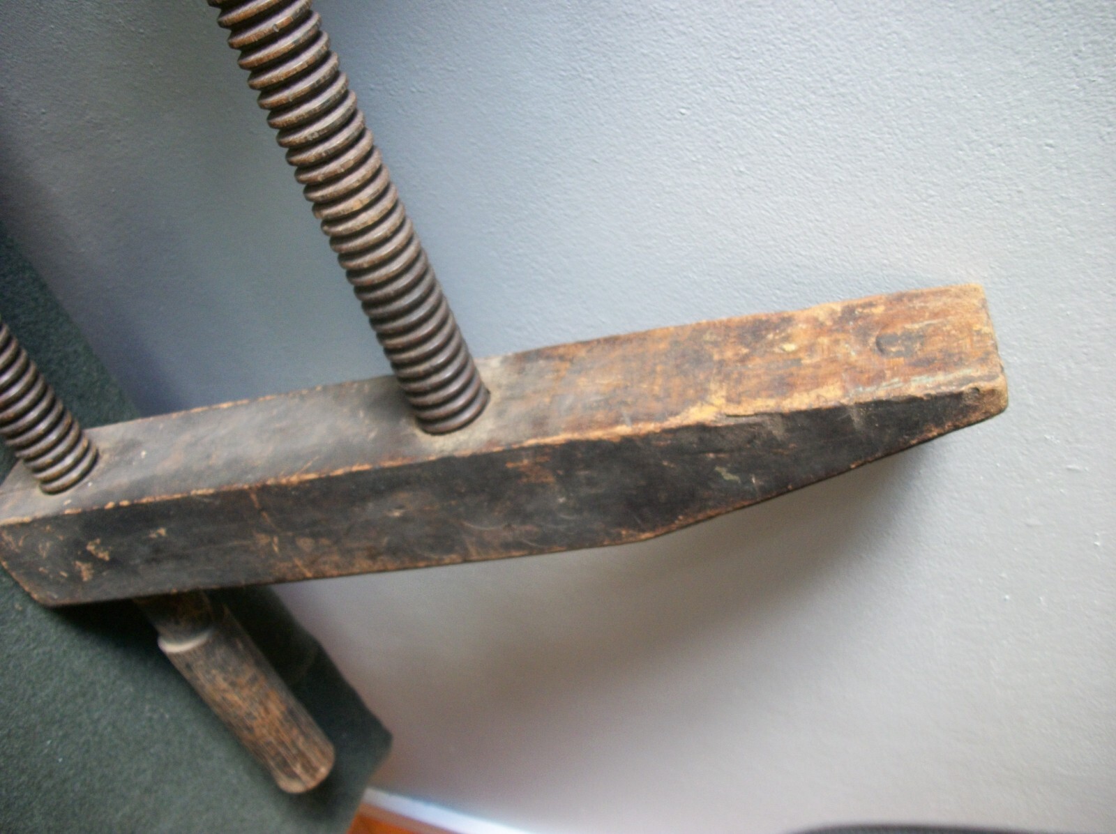 Vintage Primitive Large Wooden Vise Clamp Wood Working Tool-Screw ...