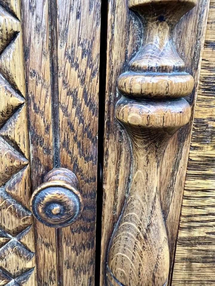 Jacobean English Revival Carved Oak Buffet Sideboard Credenza Antique ...
