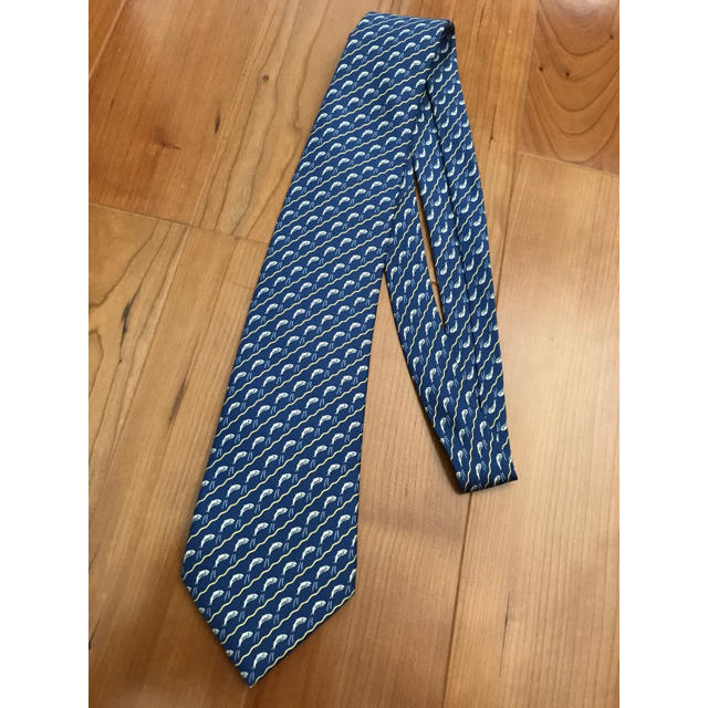Hermes Tie Silk BLUE FISH Necktie Tie Japan France MEN USED FEDEX | eBay