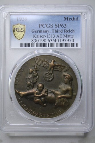 1939 Germany Matte Bronze 42mm Third Reich Party Rally Medal PCGS AU53 ...