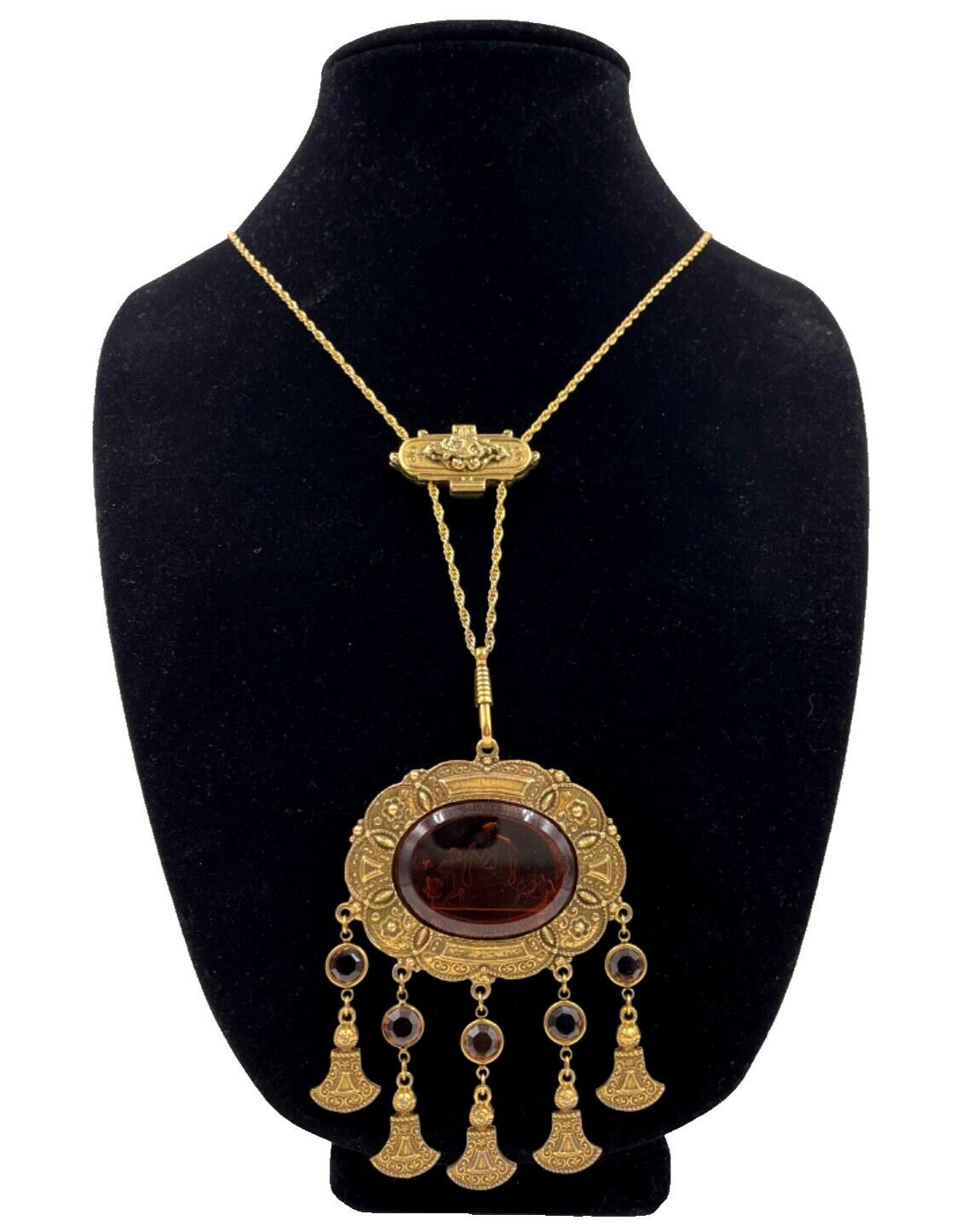 GOLDETTE RARE LRG INTAGLIO VENUS CUPID GILT METAL ETR… - Gem