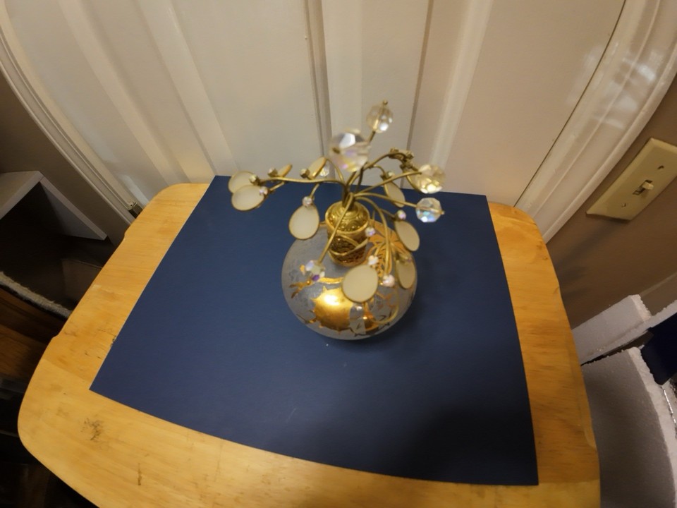 Vintage Glass Perfume Atomizer Bottle Gold Gilt Floral Crystal Top | eBay