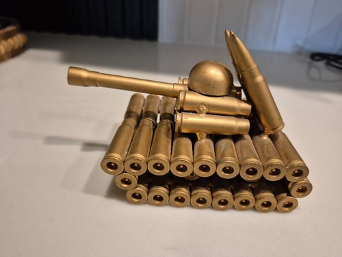 Bullet Tank Sculpture - Welded Brass Military Metal Art Handmade ...