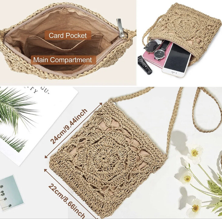 Joseko Straw Crossbody Bags Women Weave Shoulder Bag Summer Beach ...