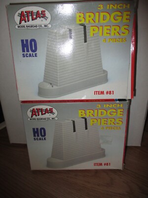 Set of 2 Vintage Atlas #81 HO Scale 3" Bridge Piers-Each Box Has 4 ...