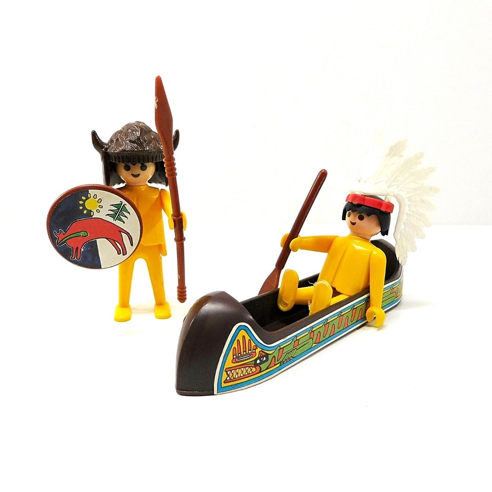 Playmobil Native American Indian Play Set Teepee Canoe Totem16+ Pieces ...