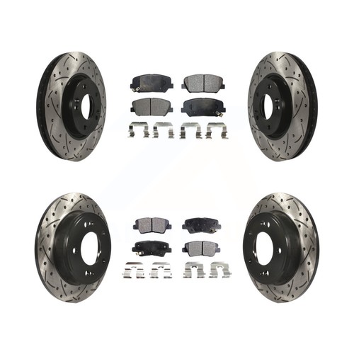 Front Rear Drilled Slotted Brake Rotor & Pad Kit for 2013-2015 Hyundai ...