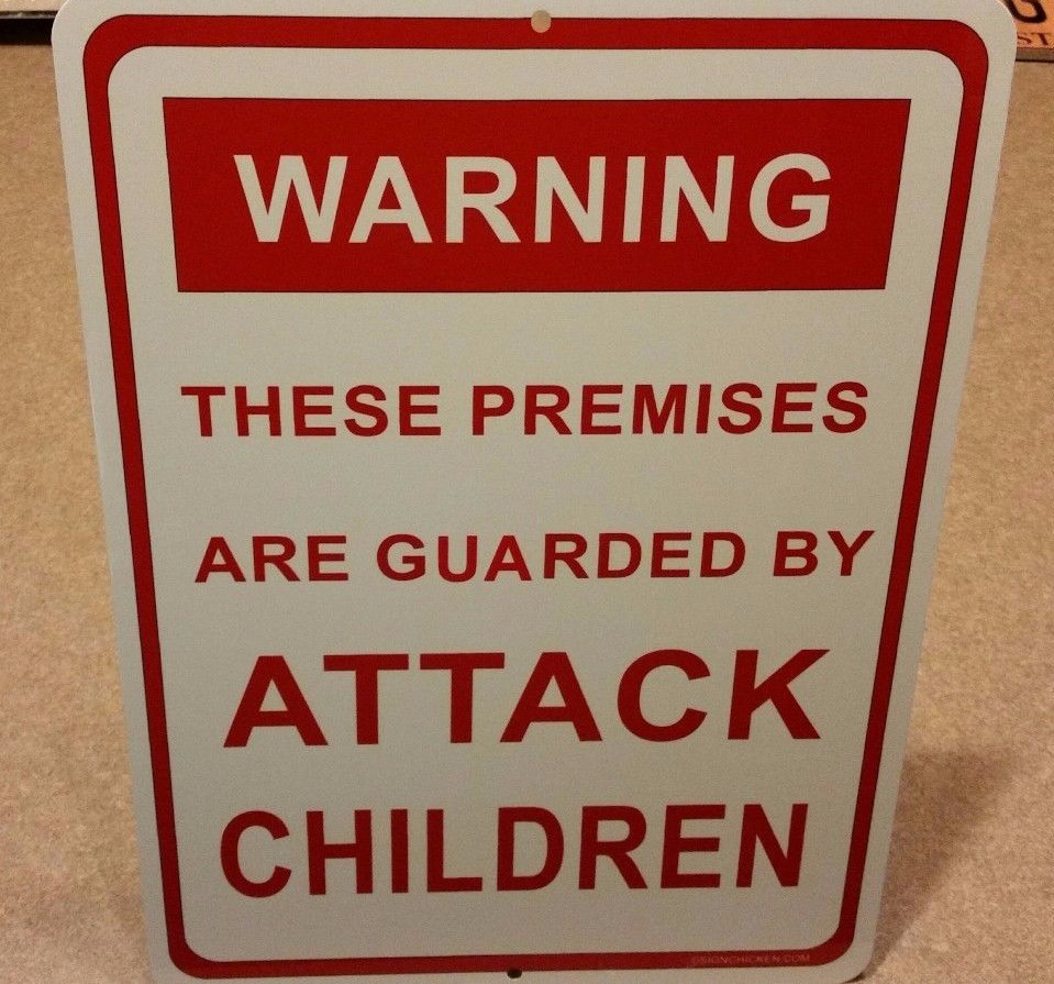 WARNING - ATTACK CHILDREN, funny sign, novelty, wall art, home decor ...