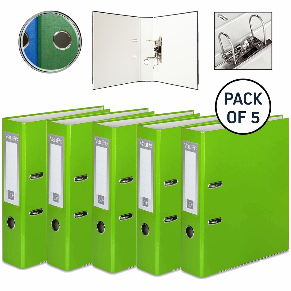 Lever Arch Files Pack of 5 Large 75mm Ring Binder Folders Document ...