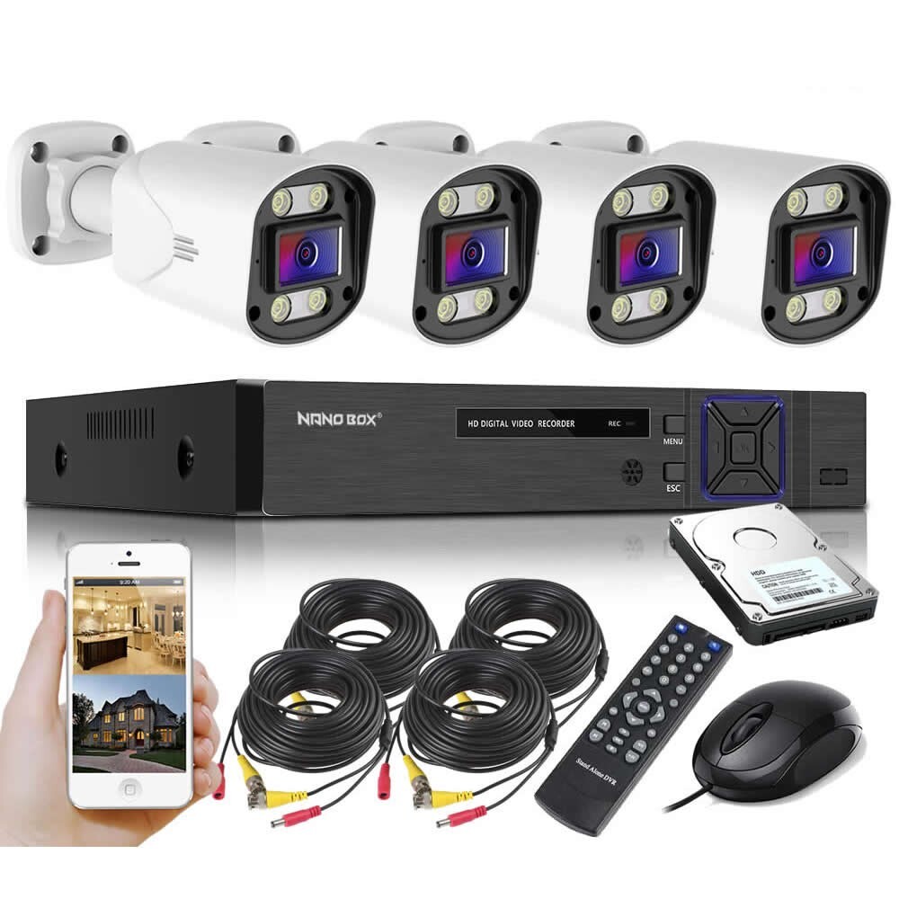 CCTV System 4 Channel DVR Colour HD Camera Home Outdoor Kit 4CH ...