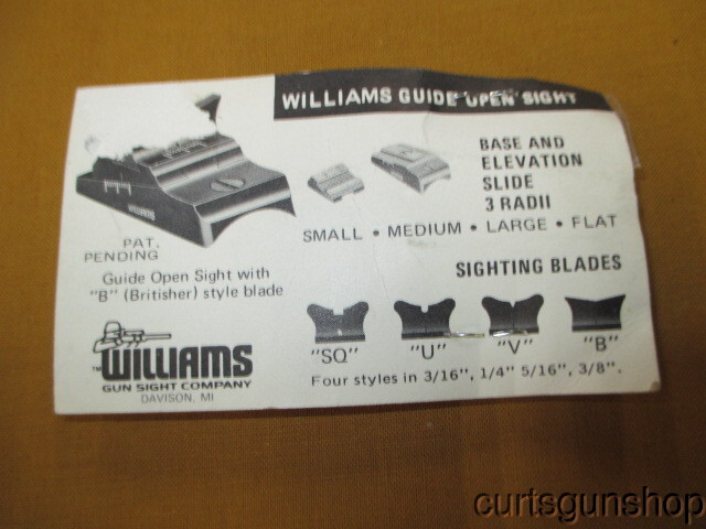 Williams Base and Elevation Slide for Williams Guide Open Sight | eBay