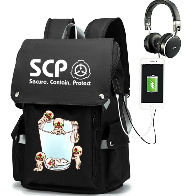 SCP Foundation Backpack Laptop Bags Men Women Travel Bags USB Oxford ...