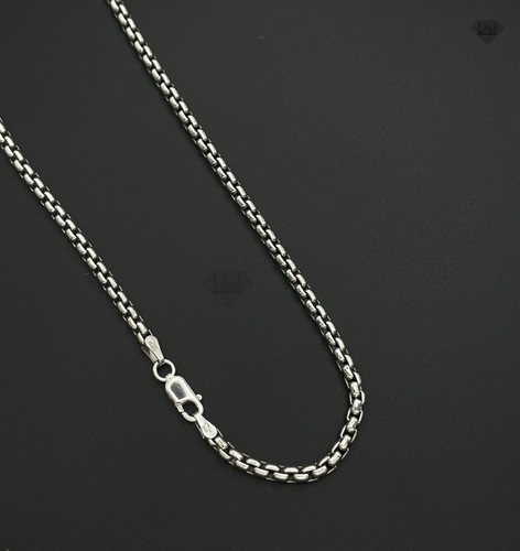 SOLID 925 STERLING SILVER Round Box Link Chain Necklace 4MM Strong and ...