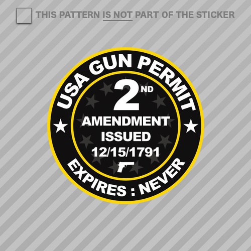 Black USA Gun Permit 2nd Amendment Sticker Self Adhesive Vinyl 2a gun ...