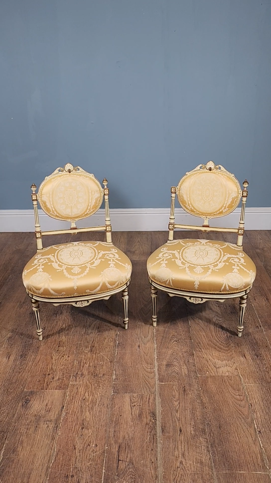 Pair French Neo Classical Chairs Painted Louis XVI Revival | eBay
