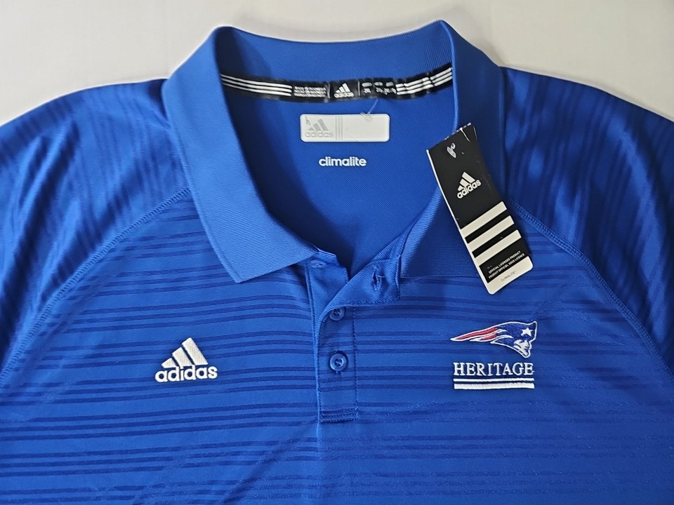 New England Patriots Adidas Climalite Heritage Blue Polo Throwback Men ...