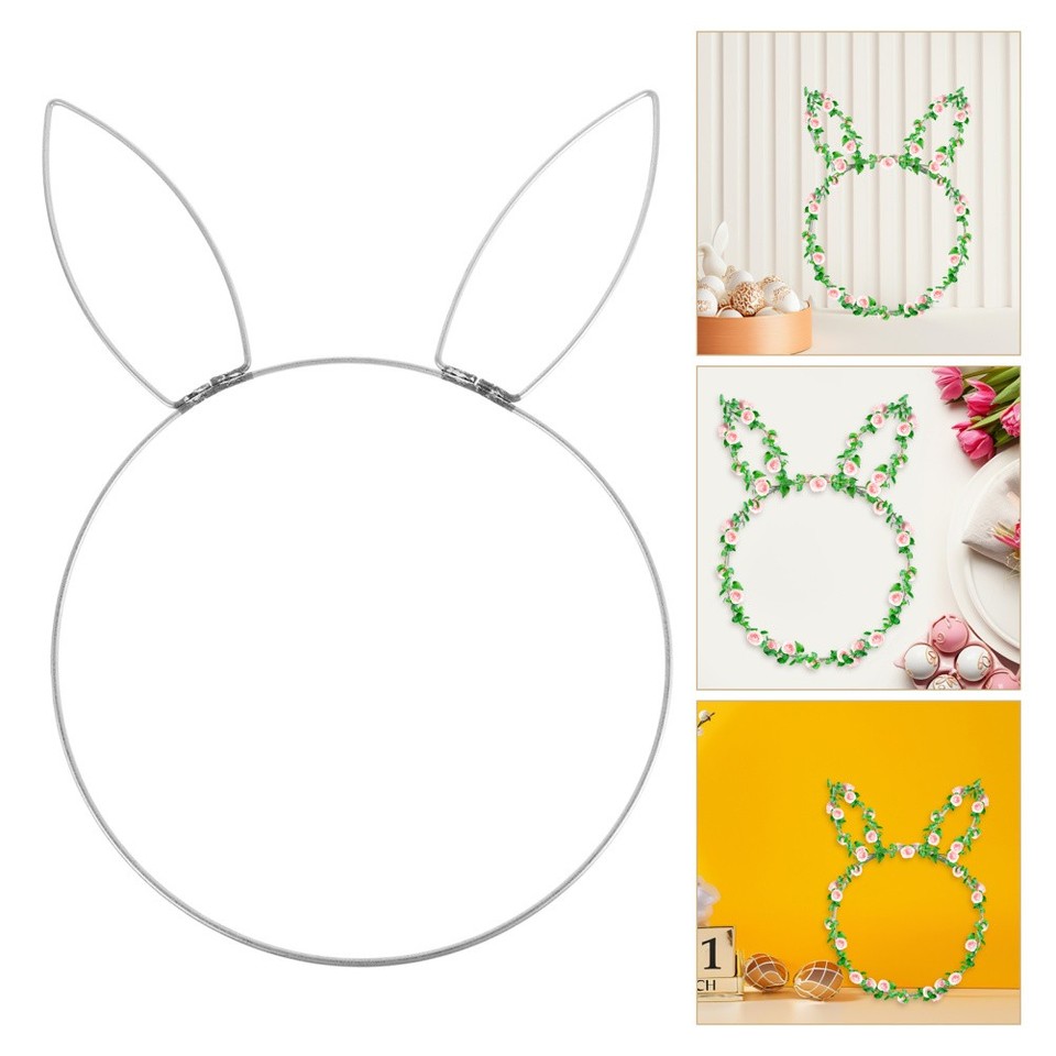 Floral Rabbit Face Decoration On Wrought Iron Circle – Spring Inspired ...