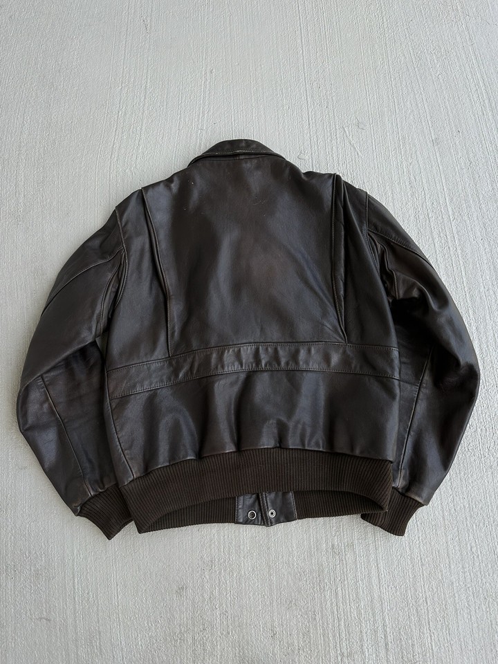 Flight Jacket Mens Type A2 Aviator Leather Bomber Size Large | eBay