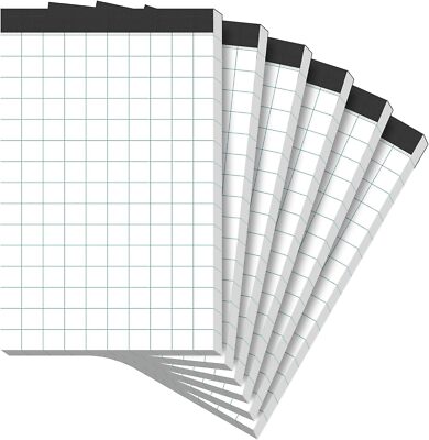 Graph Paper Pads 6 Pack Grid Paper Pad 5x8 5x8 Inch-30 Sheets White - 6 ...