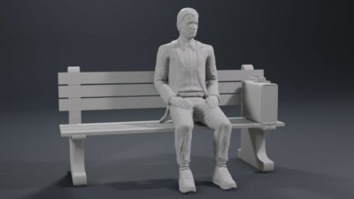 Forrest Gump Movie Seated on Bench Standing 2 Figure Set 3D Printed 1: ...