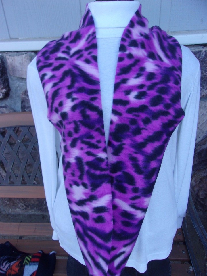WILD ANIMAL PURPLE PRINT SUPER SOFT INFINITY COWL SCARF HANDMADE | eBay