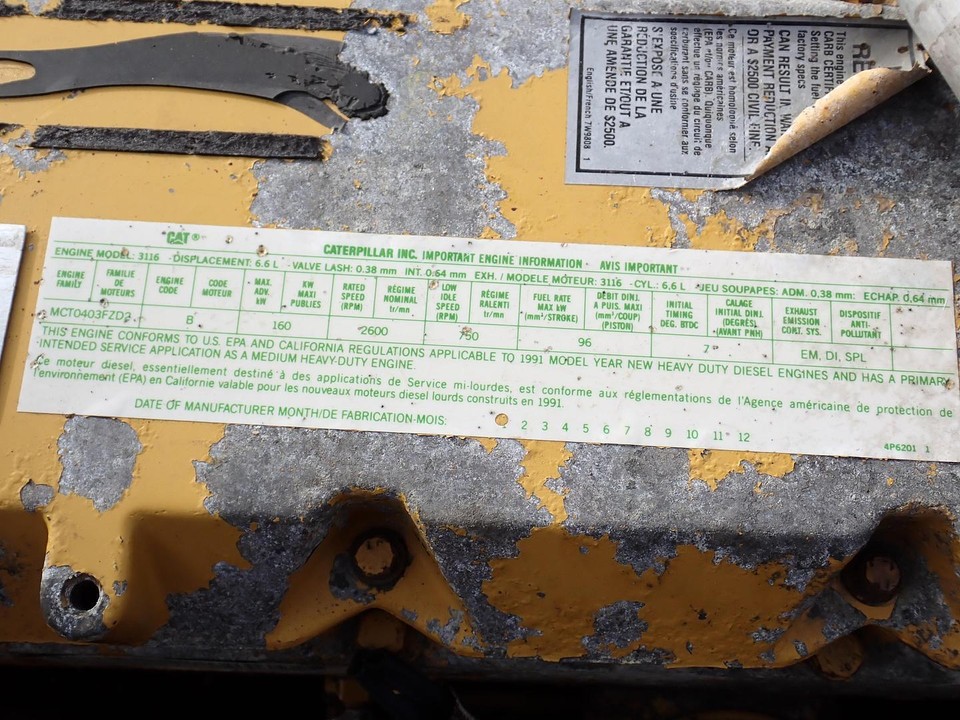 1991 Caterpillar 3116 Turbo Diesel Engine RUNS MINT! VIDEO! Truck 215 ...
