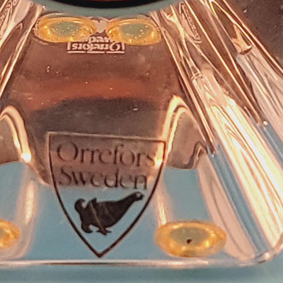 Orrefors Sweden Crystal Desk Clock Minimalist Swiss Movement Hexagonal ...