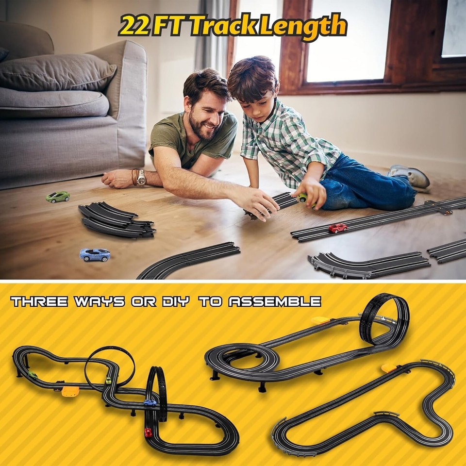 Slot Car Race Track Set Electric Powered Race Track Dual Racing Car ...