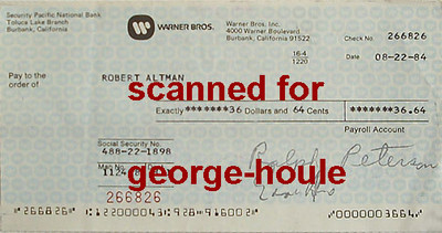 ROBERT ALTMAN - SIGNED - DIRECTOR - CHECK SIGNED | eBay