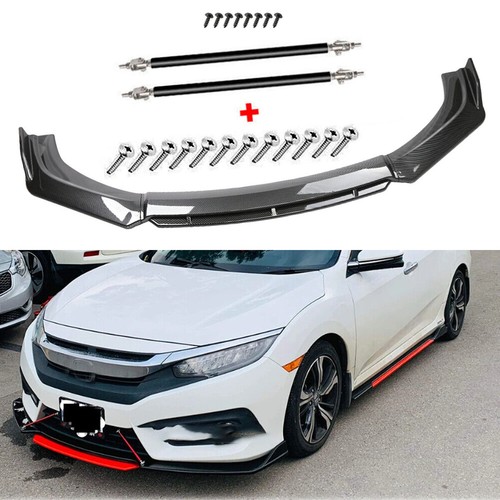 For Honda Insight Front Bumper Lip Splitter Spoiler Carbon Fiber Strut ...
