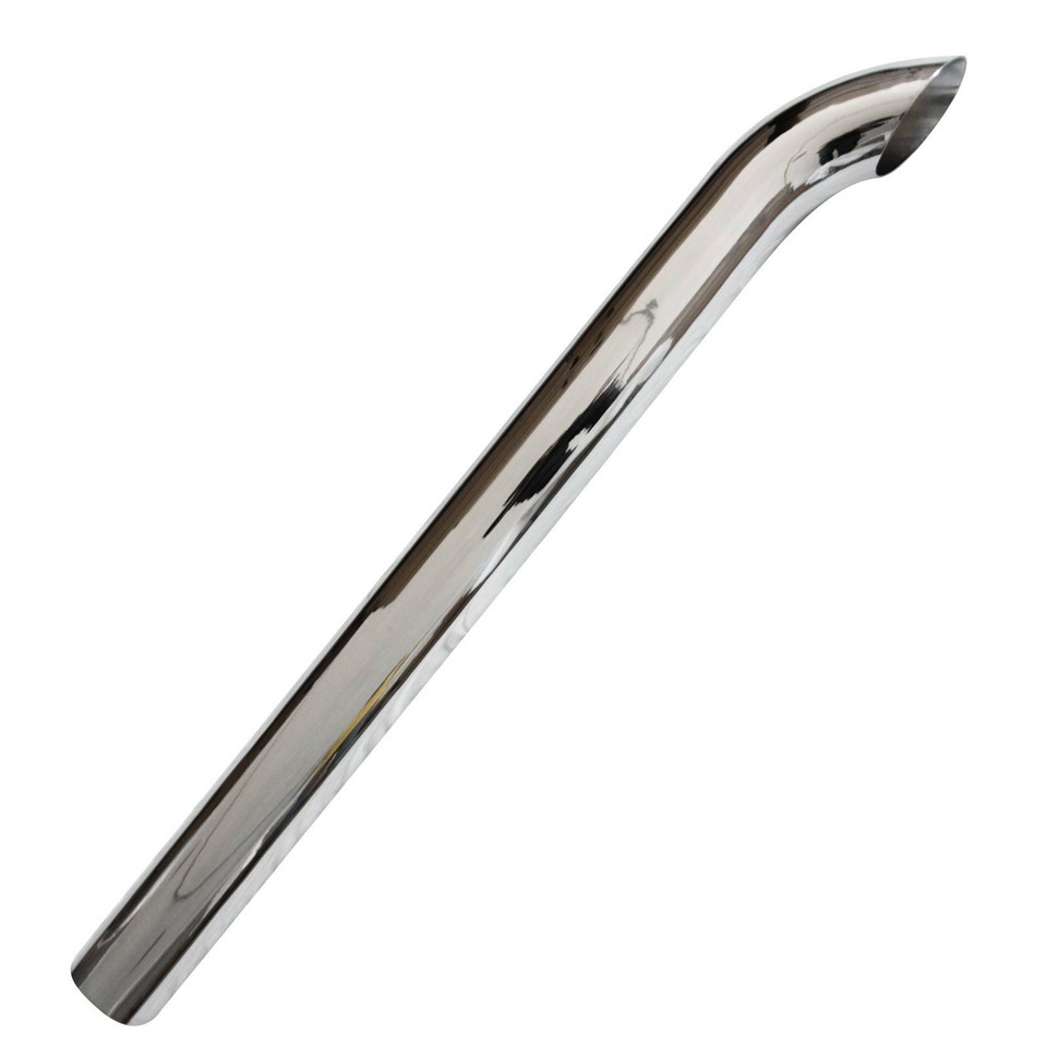 5"OD Chrome Curved Exhaust Stack Pipe 5" x 48" inch Length Truck Pipe ...